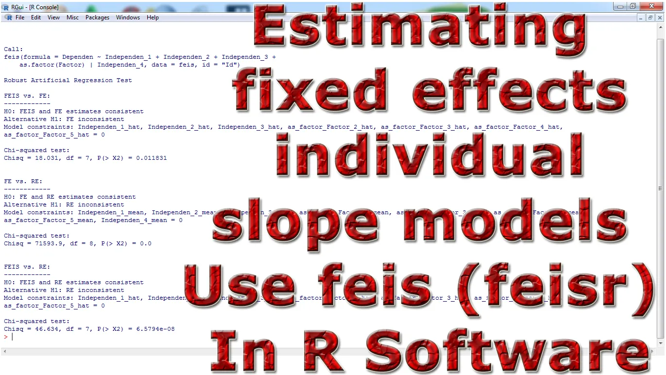 Estimating fixed effects individual slope models Use feis (feisr) With (In) R Software | SpeakBits