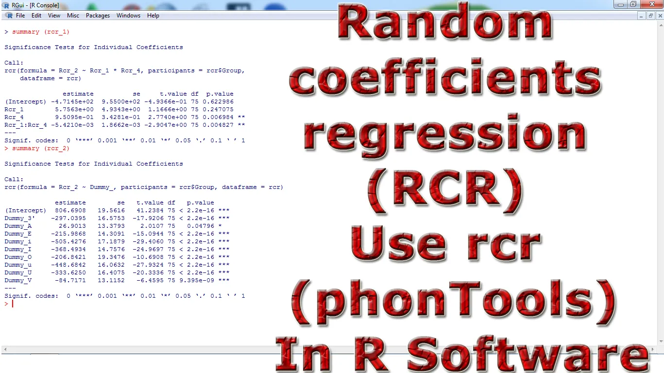 Random coefficients regression (RCR) Use rcr (phonTools) With (In) R Software | SpeakBits